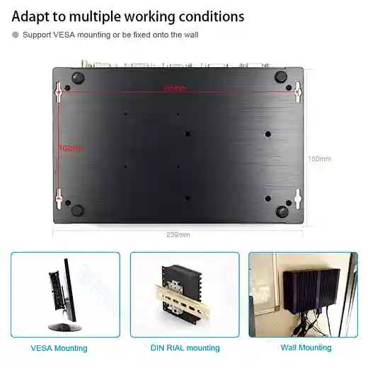Fanless IPC mini PC computer , - 万诺恩